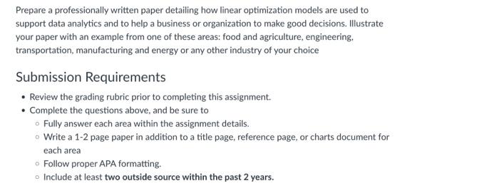 Solved Prepare a professionally written paper detailing how | Chegg.com