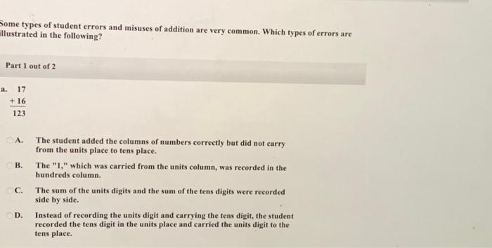 Solved Some types of student errors and misuses of addition | Chegg.com
