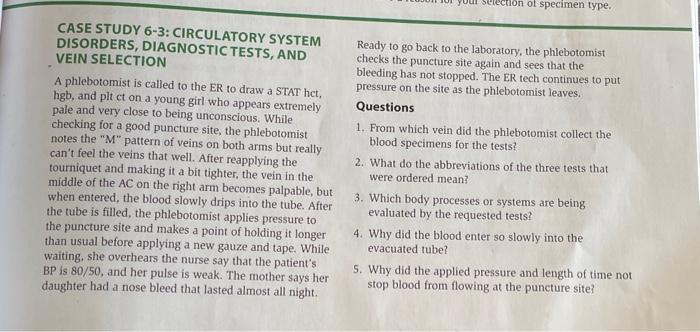 Solved CASE STUDY 6-2: CIRCULATORY SYSTEM underside of the | Chegg.com