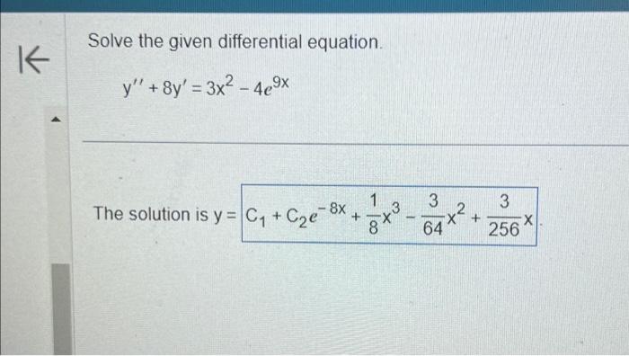Solved Solve the given differential equation. | Chegg.com