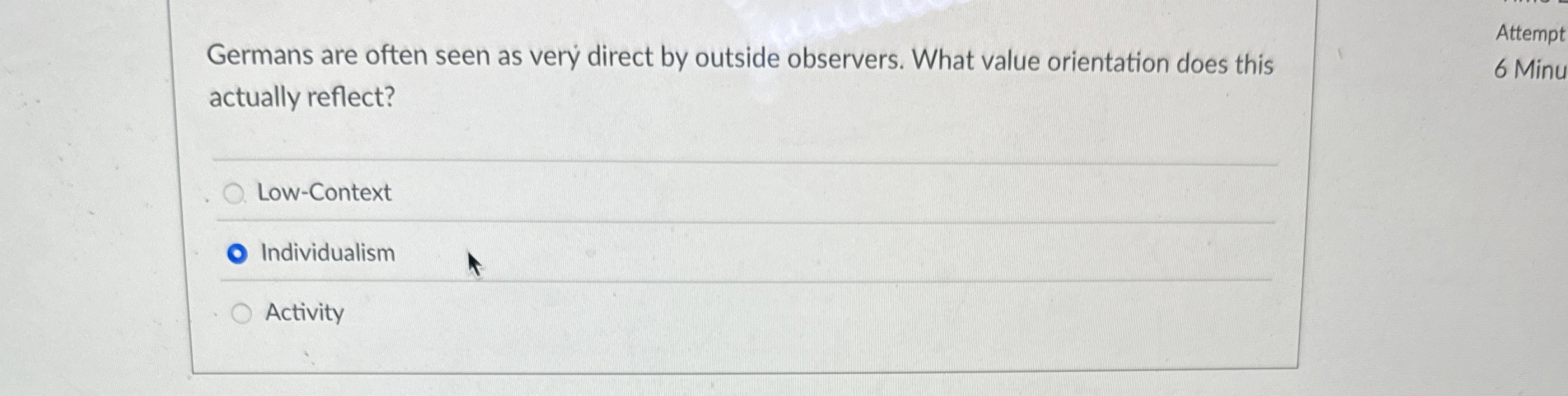 Solved Germans are often seen as very direct by outside | Chegg.com