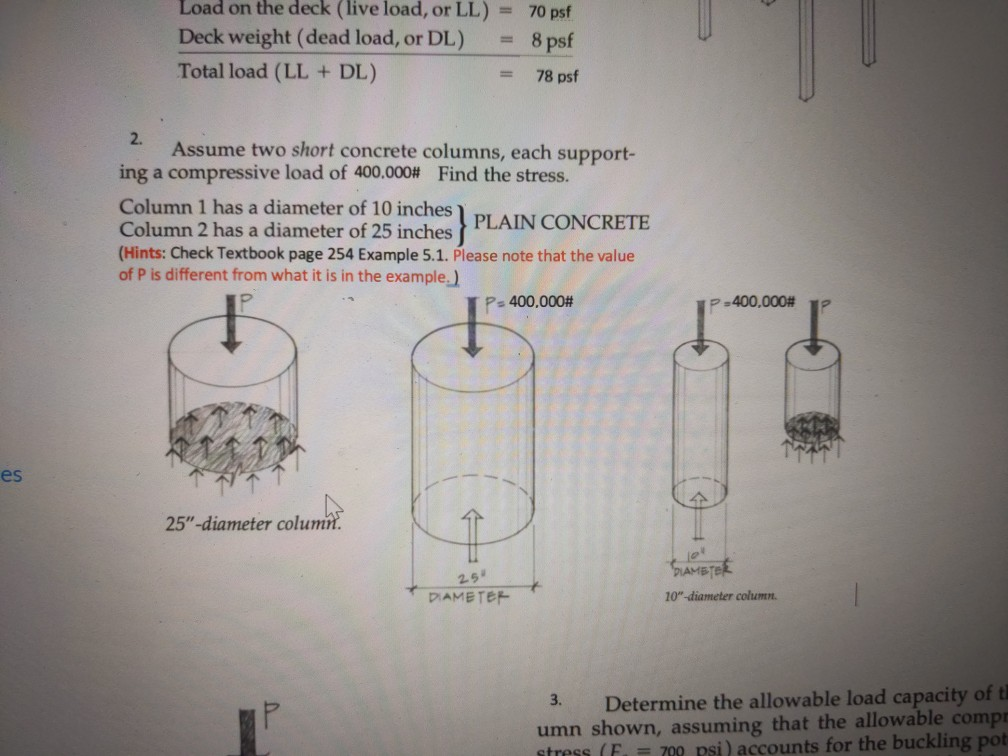 Solved Load on the deck (live load, or LL) = 70 psf Deck | Chegg.com