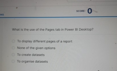 Solved SCORE:What is the use of the Pages tab in Power BI | Chegg.com
