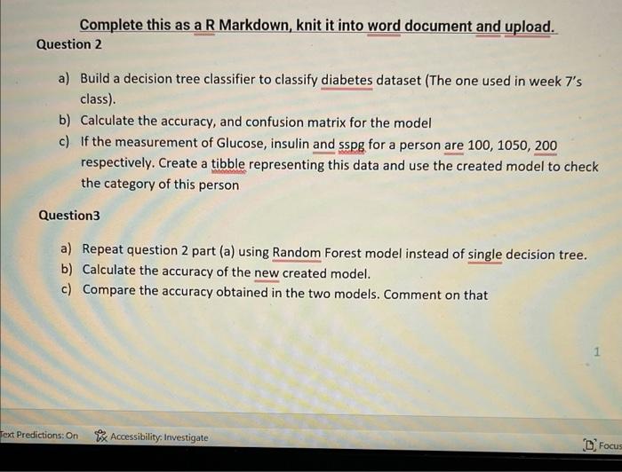 Solved Complete this as a R Markdown, knit it into word | Chegg.com