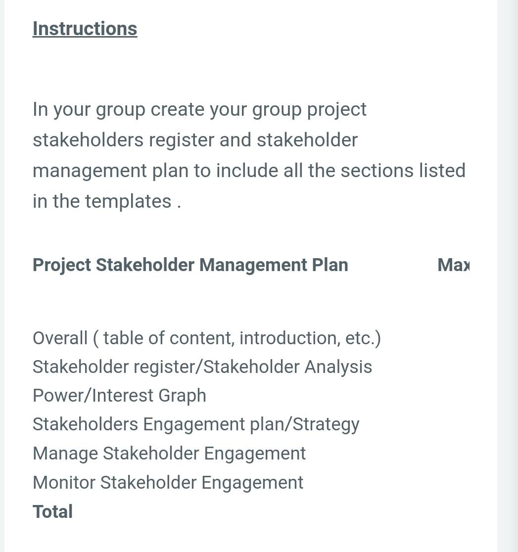 Solved In your group create your group project stakeholders | Chegg.com