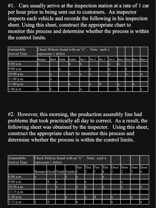 \#1. Cars usually arrive at the inspection station at | Chegg.com