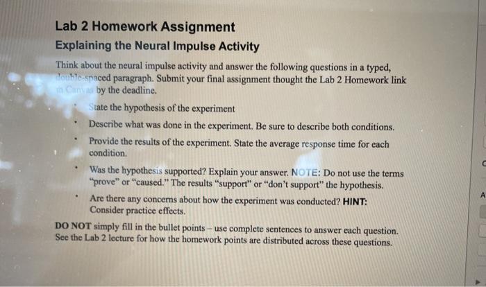 Lab 2 Homework Assignment Explaining the Neural | Chegg.com