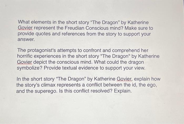 What elements in the short story "The Dragon" by | Chegg.com
