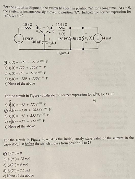 Solved draw the circuit in steady state and after; show | Chegg.com