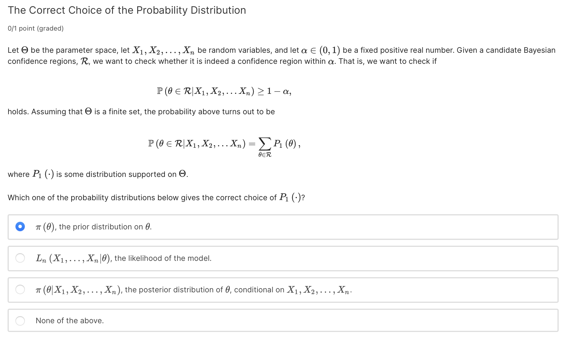 Solved 0/1 ﻿point (graded)Let Θ ﻿be the parameter space, let | Chegg.com