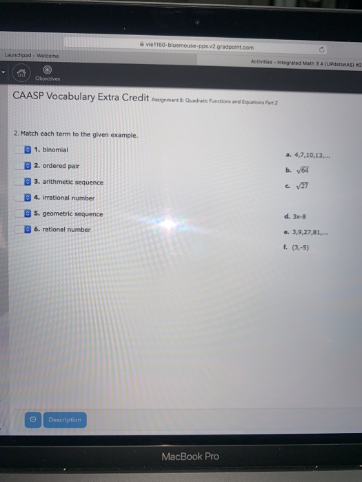 Solved vie1160-bluemouse.pp.x2.gradpoint.com Launchpad - | Chegg.com