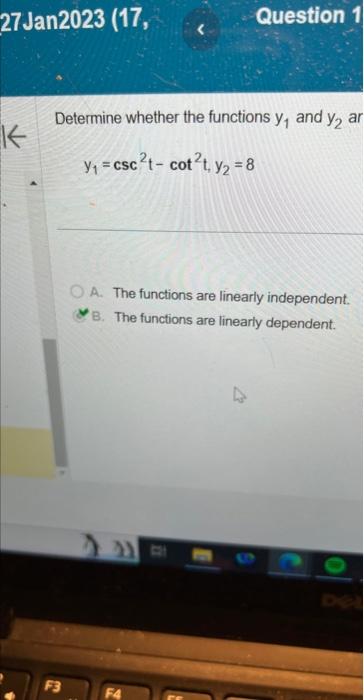Solved Determine whether the functions y1 and y2 are | Chegg.com