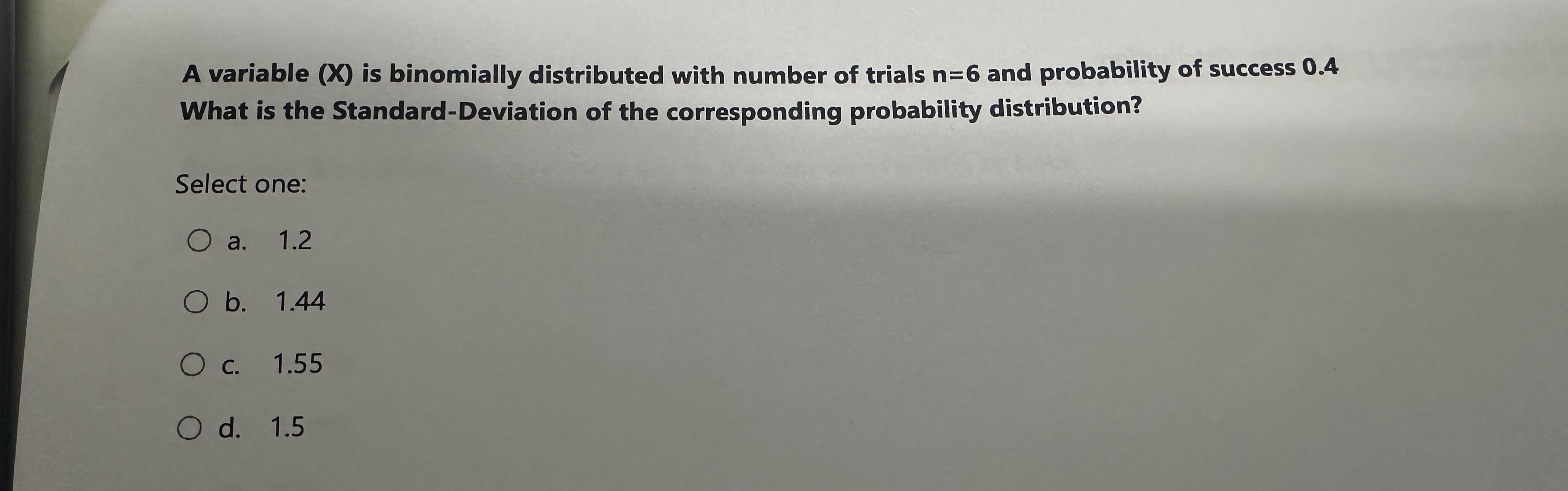 Solved A Variable X ﻿is Binomially Distributed With Number 