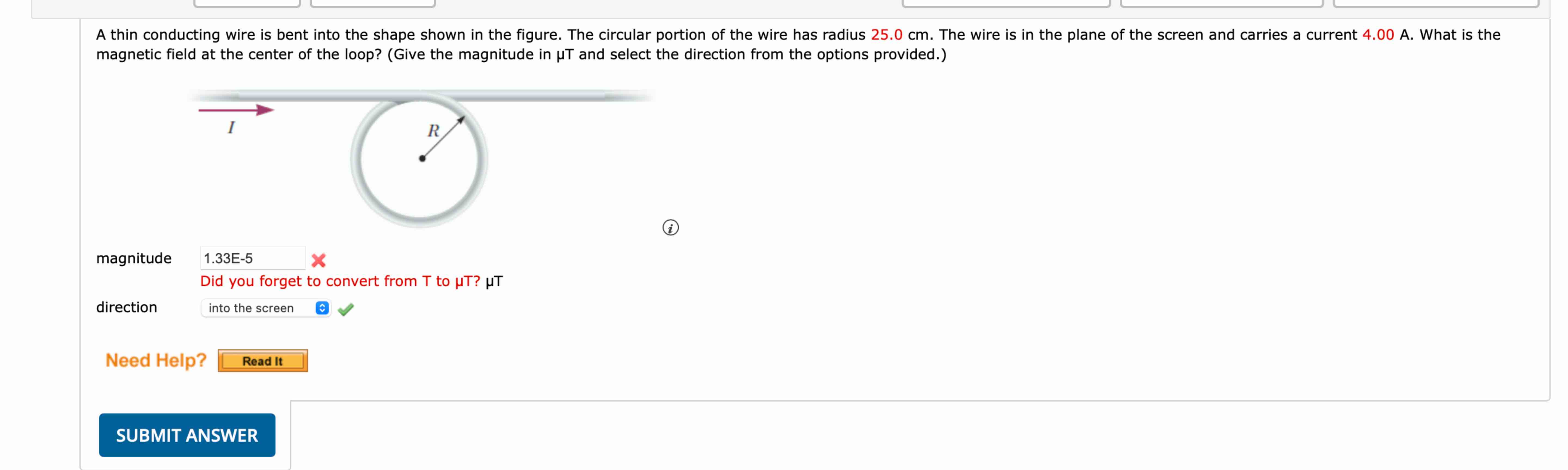 Solved A thin conducting wire is bent into the shape shown | Chegg.com