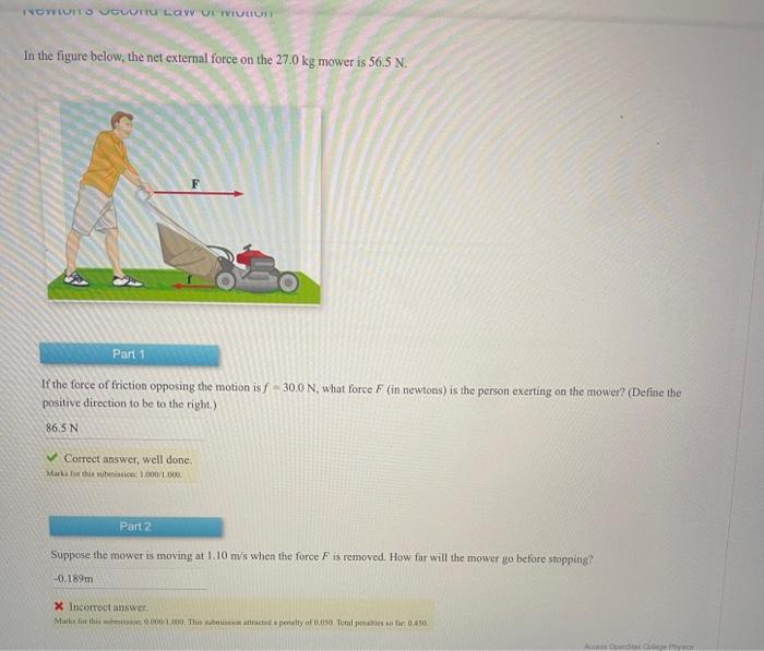 In the figure below, the net external force on the | Chegg.com