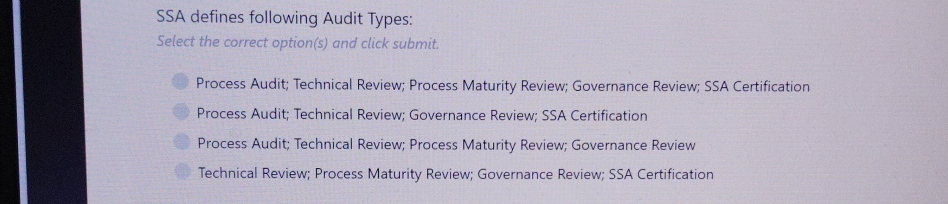 Solved SSA defines following Audit Types:Select the correct | Chegg.com