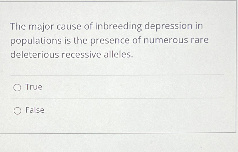 Solved The major cause of inbreeding depression in | Chegg.com