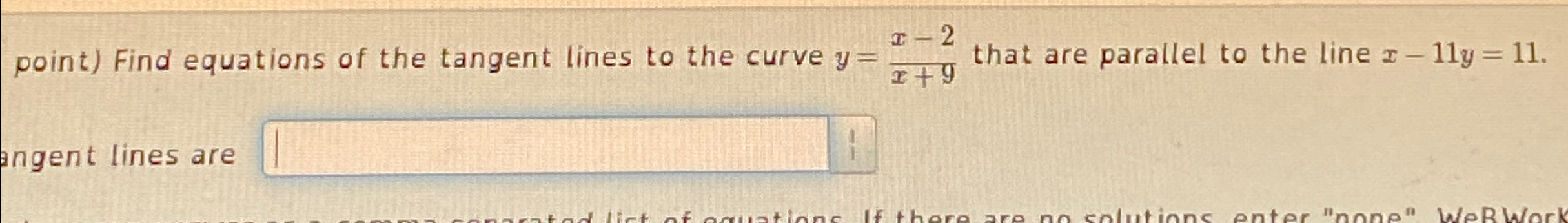 Solved point) ﻿Find equations of the tangent lines to the | Chegg.com