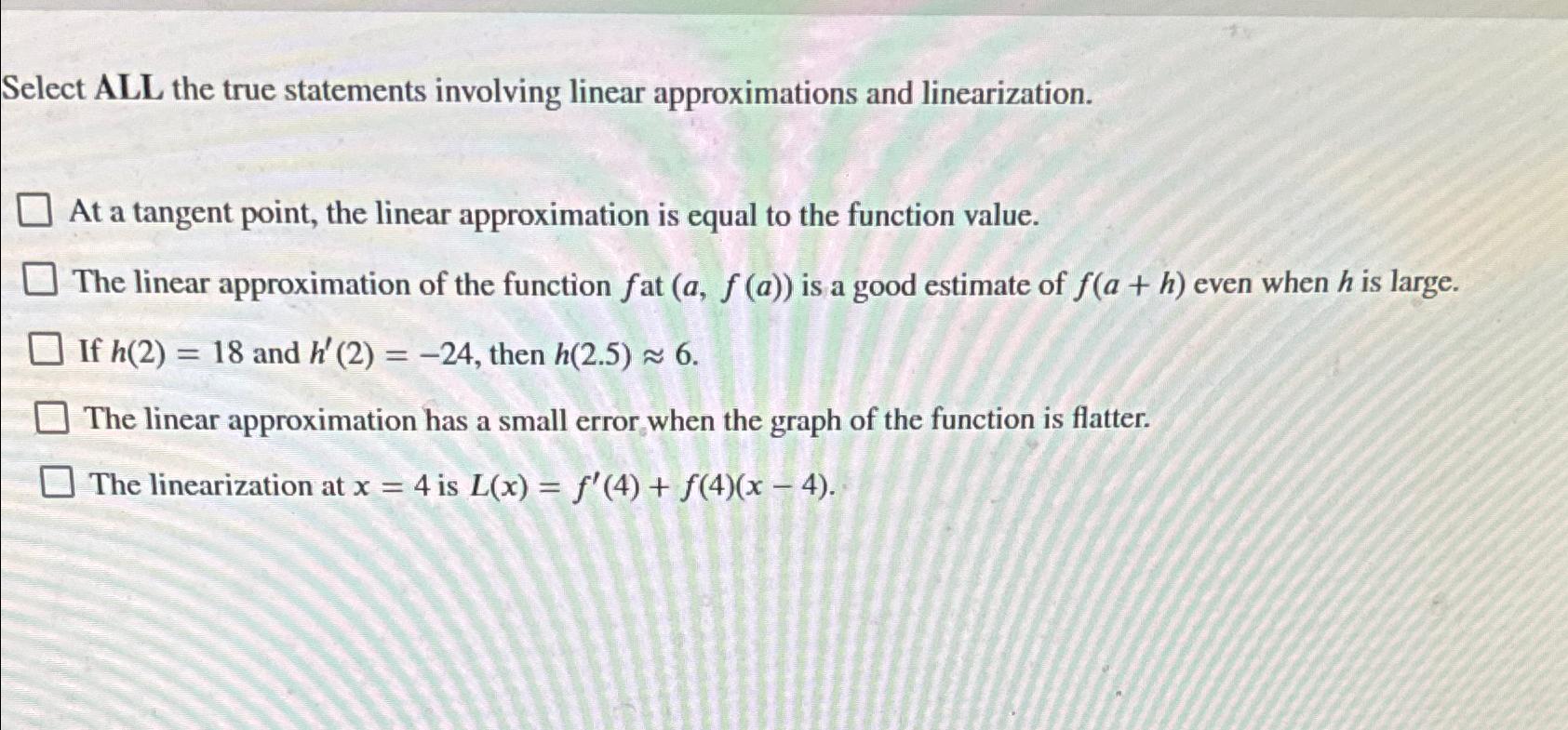 Solved Select ALL the true statements involving linear | Chegg.com