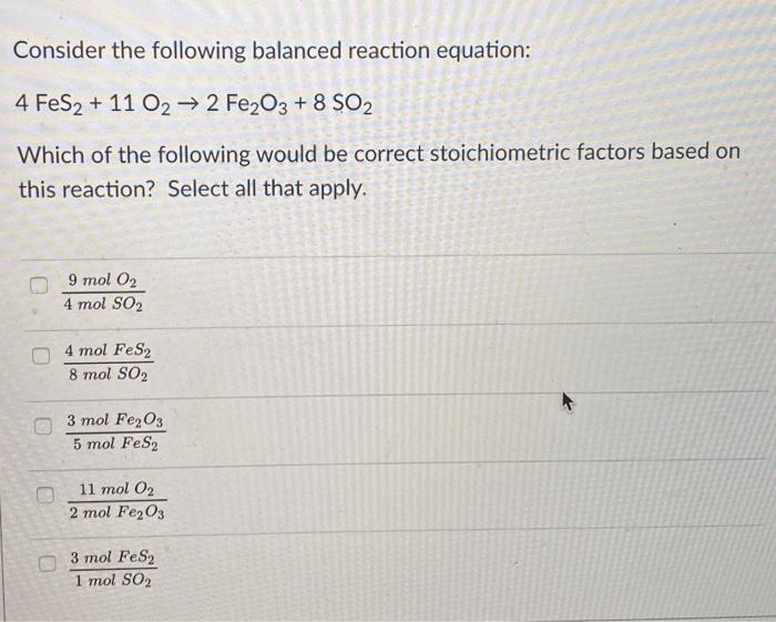 Solved Consider The Following Balanced Reaction Equation 4