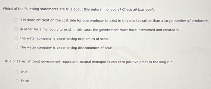Solved 8. Natural monopoly analysis The following graph | Chegg.com