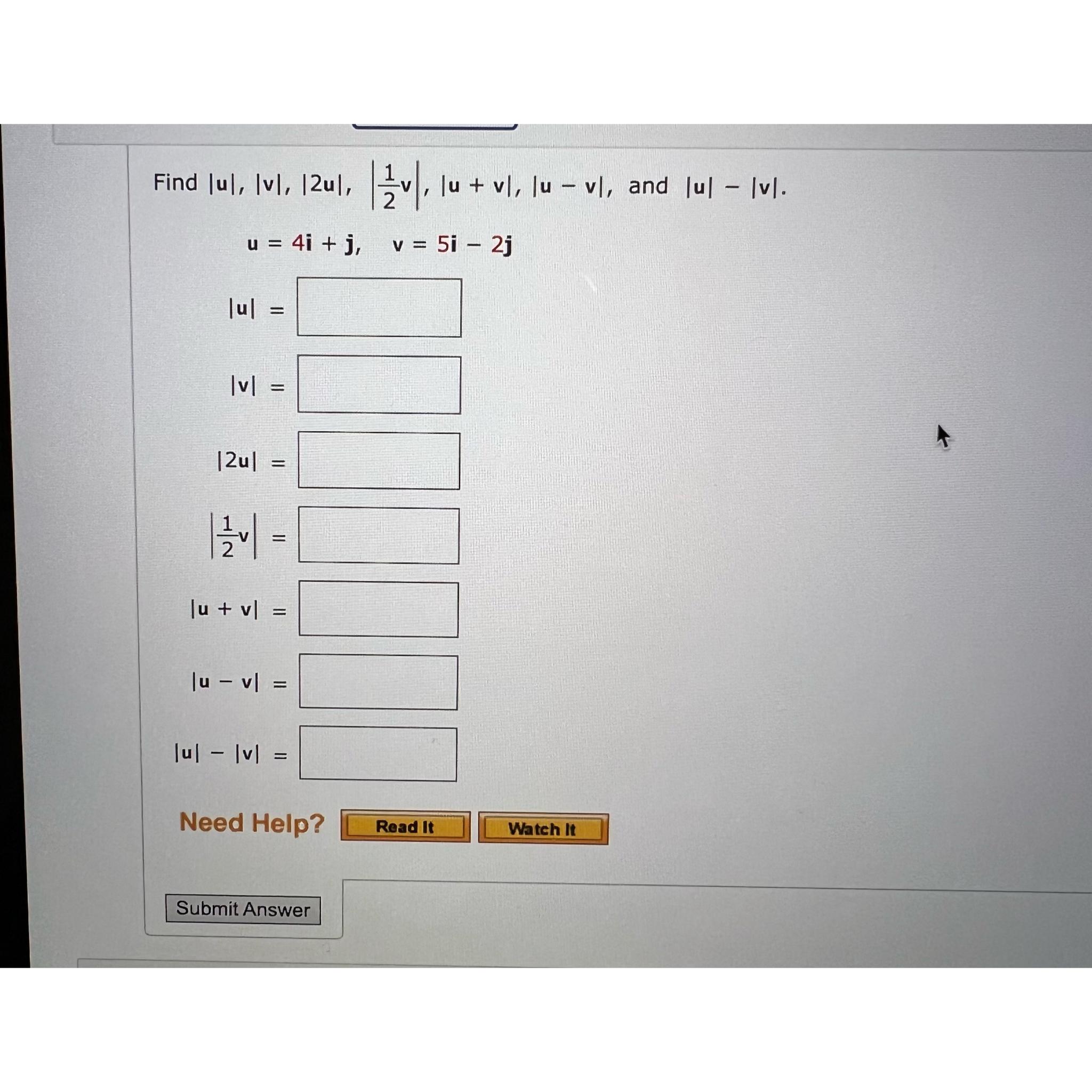 Solved Find |u|,|v|,|2u|,|12v|,|u+v|,|u-v|, and | Chegg.com Solved Find |u|,|v|,|2u|,|12v|,|u+v|,|u-v|, and | Chegg.com