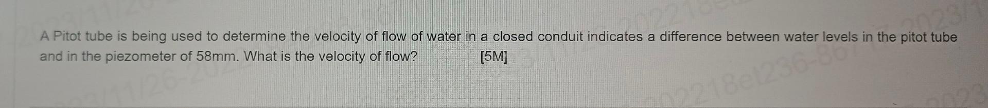 Solved A Pitot tube is being used to determine the velocity | Chegg.com