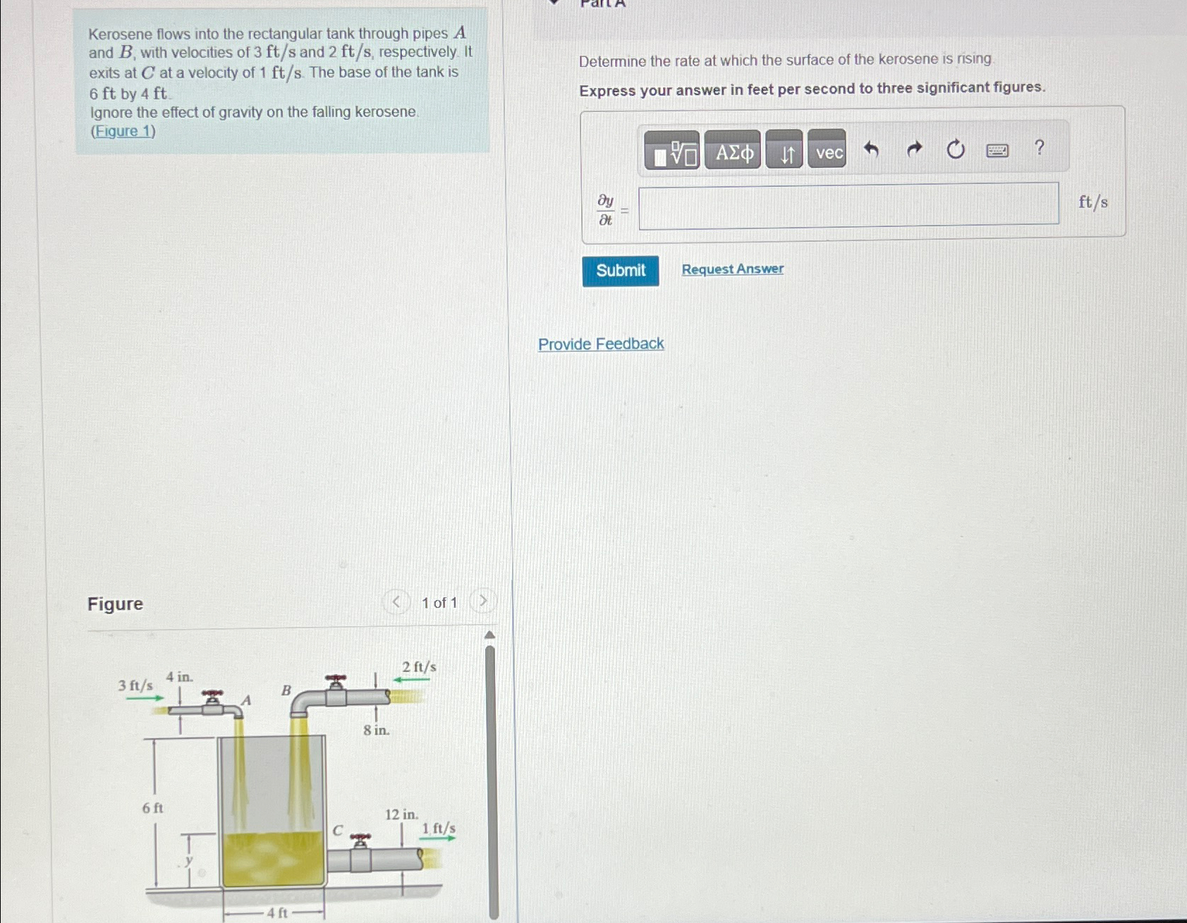 Solved Kerosene flows into the rectangular tank through | Chegg.com