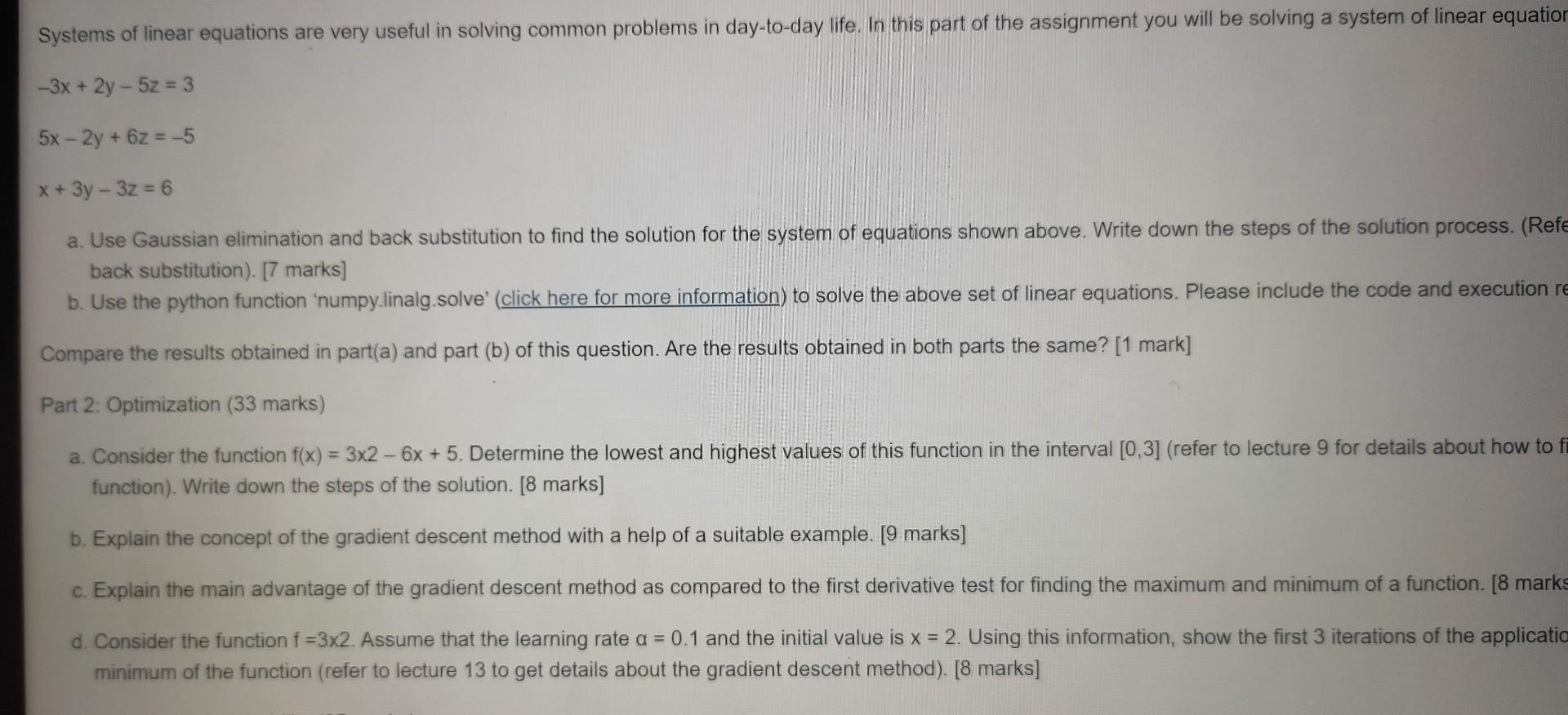 Solved Systems of linear equations are very useful in | Chegg.com