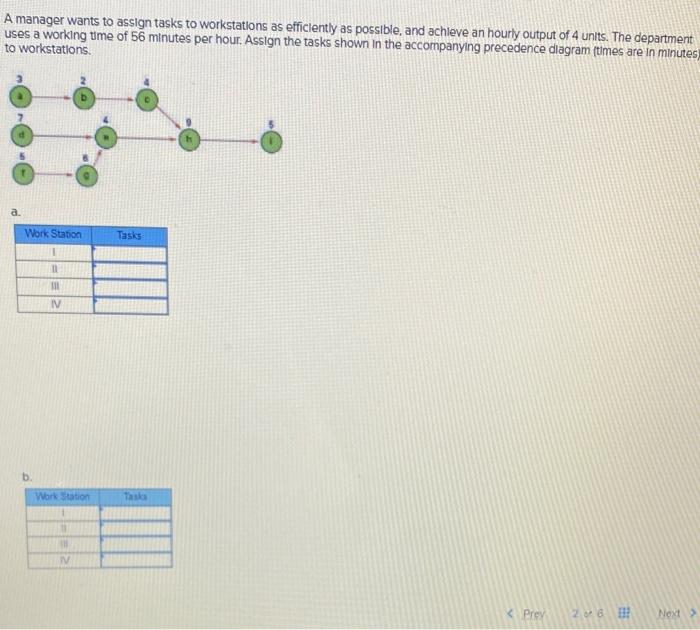 Solved A manager wants to assign tasks to workstations as | Chegg.com