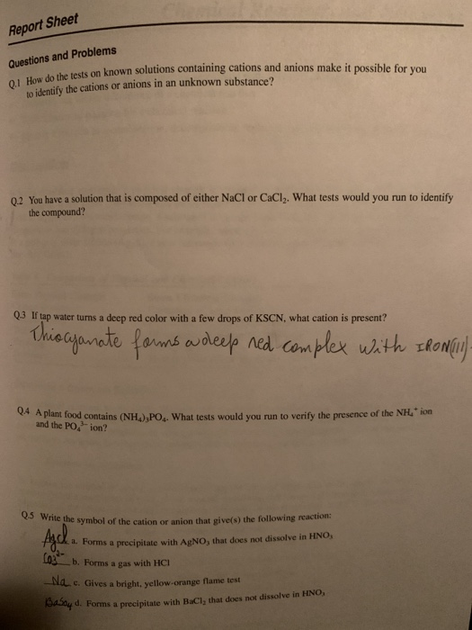 Solved Report Sheet Questions and Problems Q.1 How do the | Chegg.com