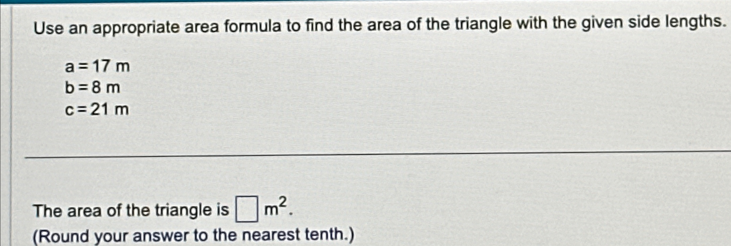 Solved Use an appropriate area formula to find the area of | Chegg.com