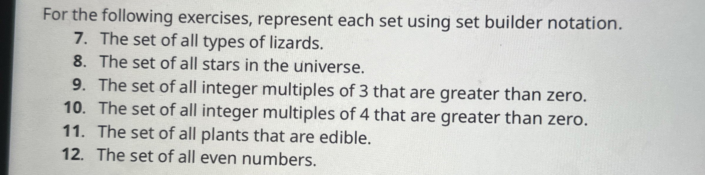 Solved For the following exercises, represent each set using | Chegg.com