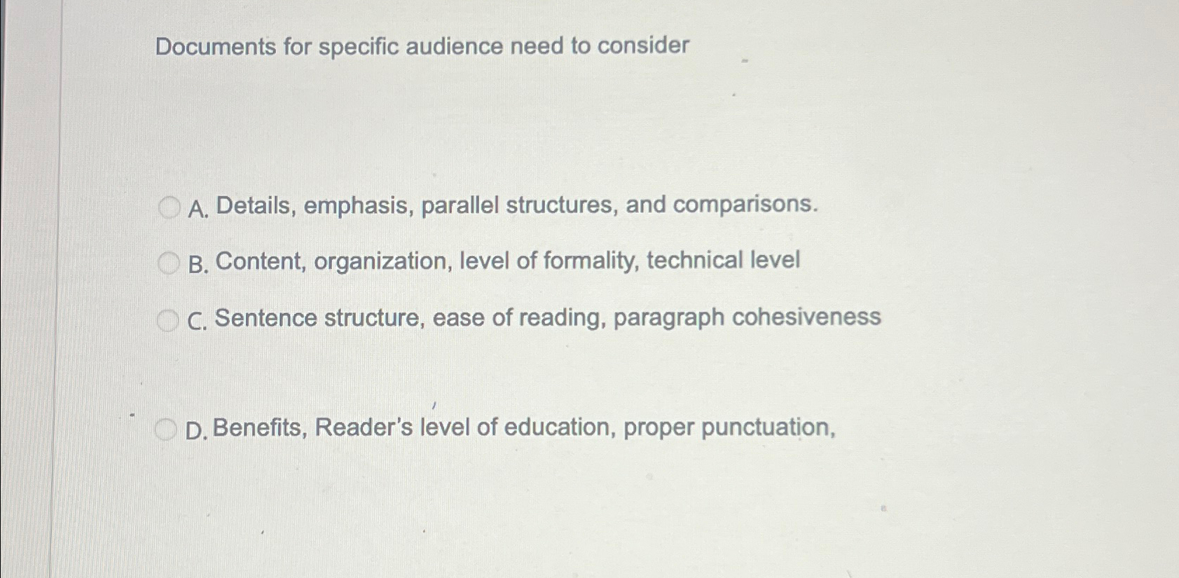 Solved Documents for specific audience need to considerA. | Chegg.com