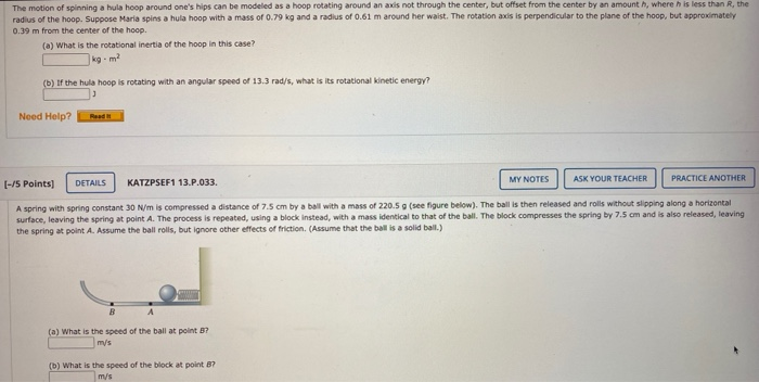 Solved The motion of spinning a hula hoop around one's hips | Chegg.com