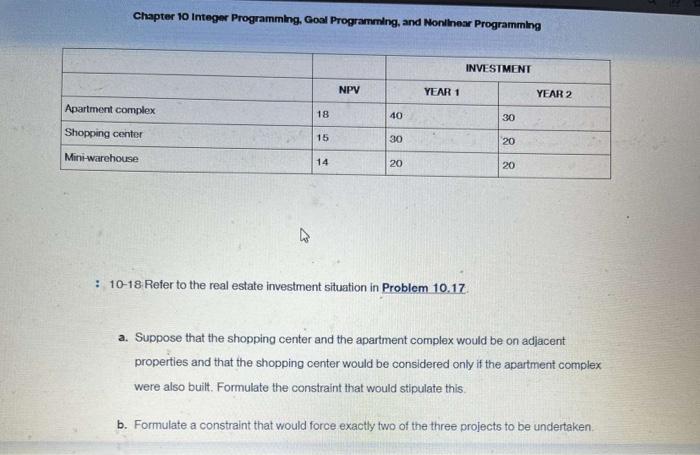 Solved Chapter 10 Integer Programmlng Goal Programming And