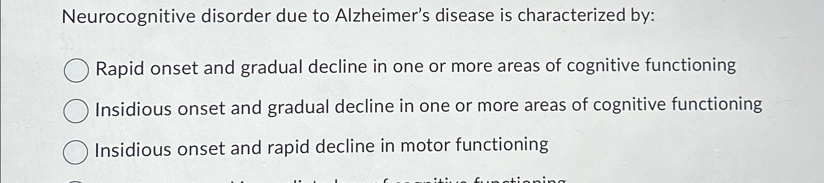 Solved Neurocognitive disorder due to Alzheimer's disease is | Chegg.com