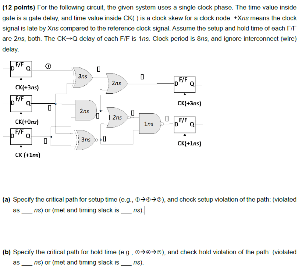 Solved (a) ﻿Specify the critical path for setup time | Chegg.com
