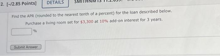 Solved Find the APR (rounded to the nearest tenth of a | Chegg.com