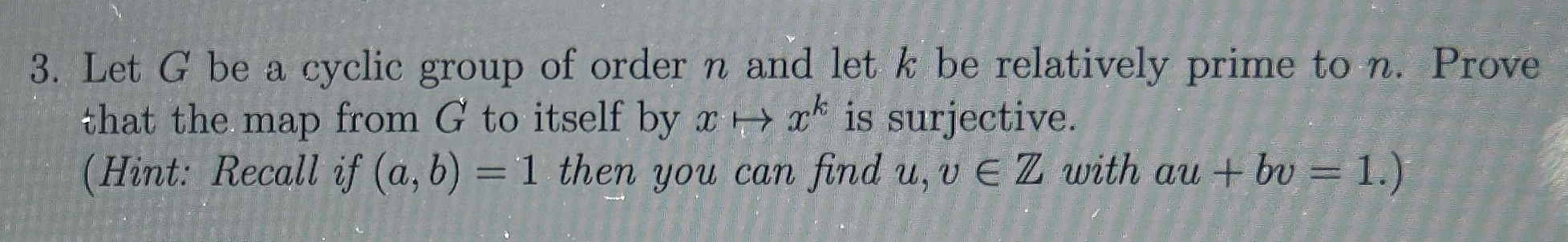 Solved Let G ﻿be a cyclic group of order n ﻿and let k ﻿be | Chegg.com