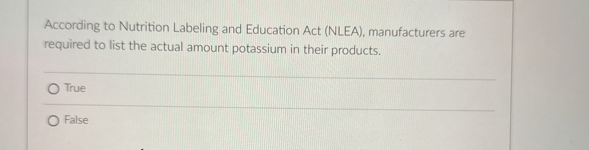 Solved According to Nutrition Labeling and Education Act | Chegg.com
