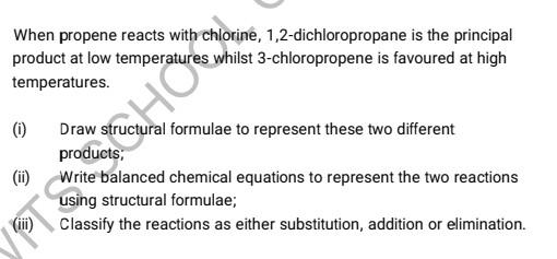 Solved When propene reacts with chlorine, | Chegg.com