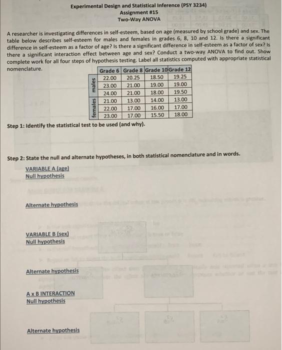 Solved Experimental Design and Statistical Inference (PSY | Chegg.com