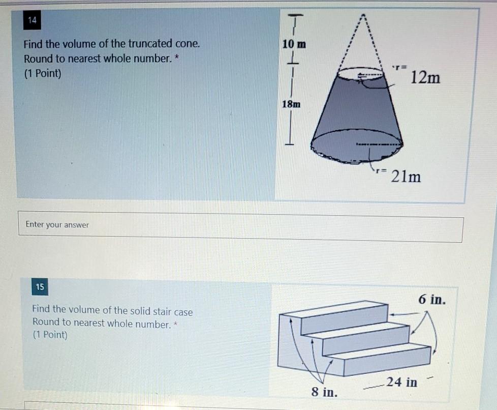 Solved 14 T T 10 m Find the volume of the truncated cone. | Chegg.com