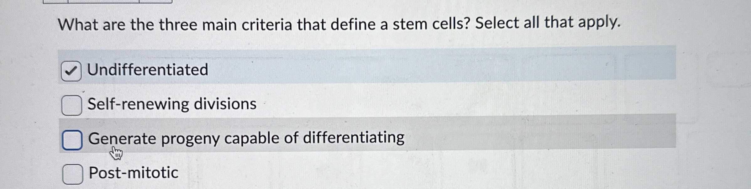 Solved What are the three main criteria that define a stem | Chegg.com