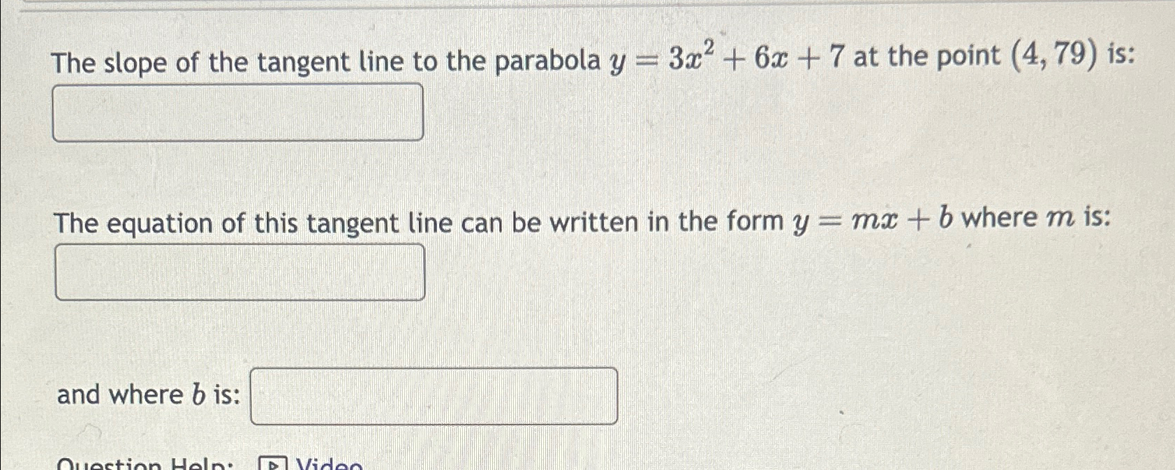 Solved The slope of the tangent line to the parabola | Chegg.com