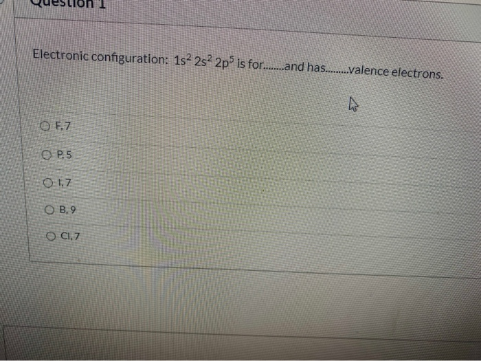Solved Electronic configuration: 1s 2s 2p is for......and | Chegg.com