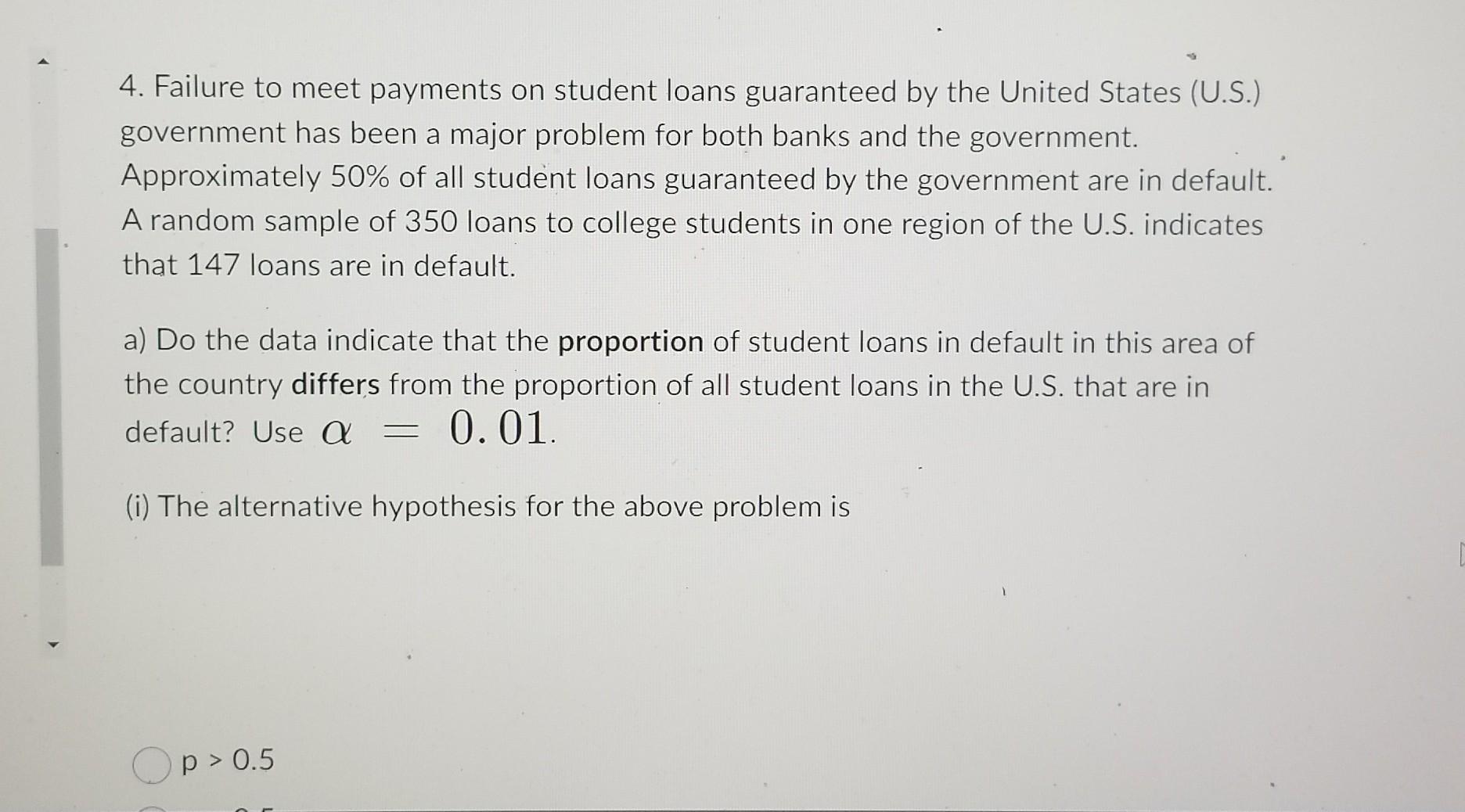 Solved 4. Failure to meet payments on student loans | Chegg.com Solved 4. Failure to meet payments on student loans | Chegg.com