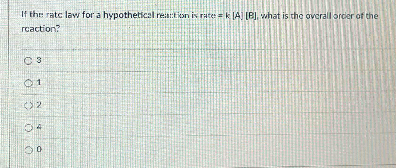Solved If the rate law for a hypothetical reaction is rate | Chegg.com