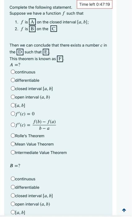 Solved Complete the following statement. Suppose we have a | Chegg.com
